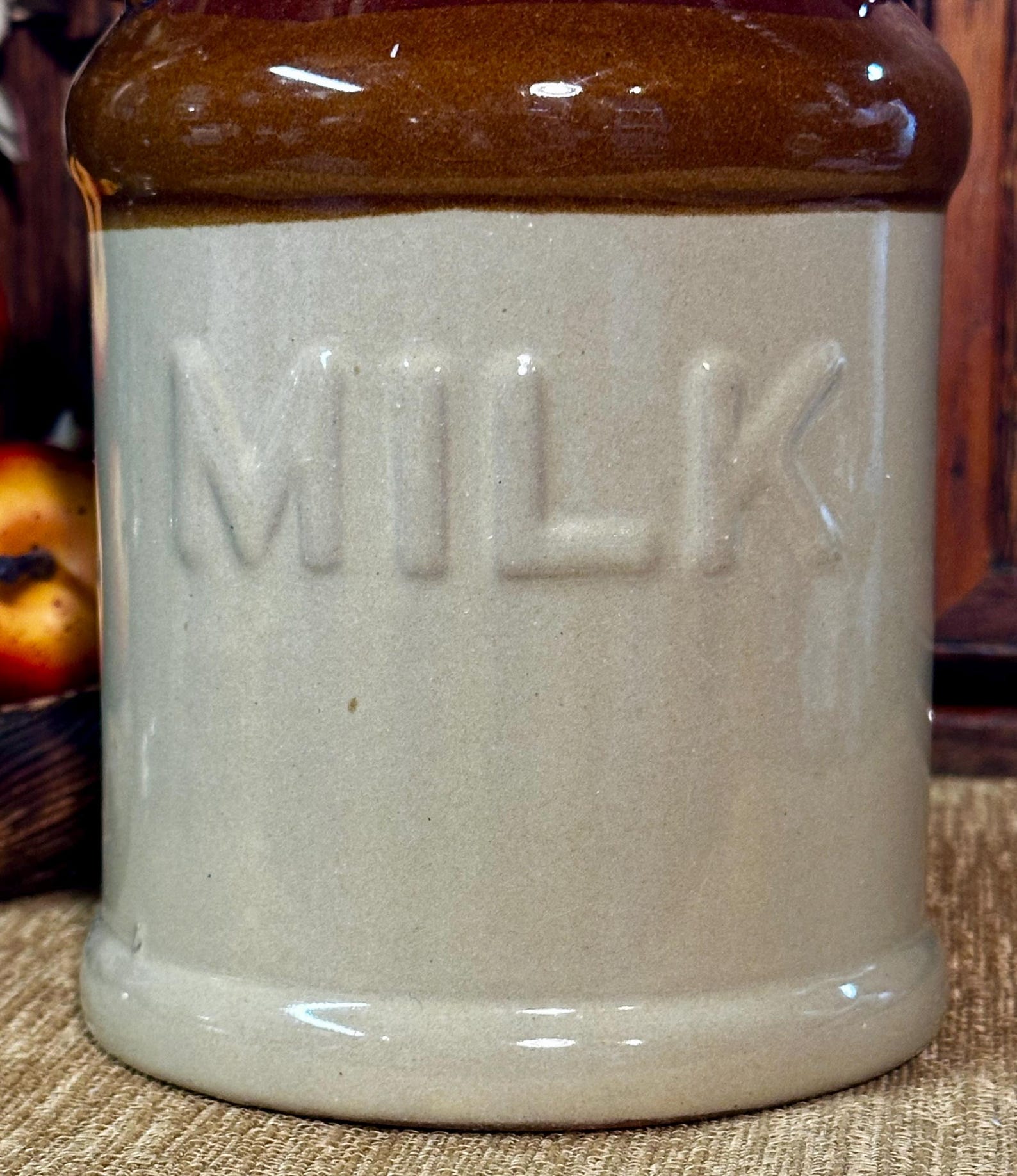 Vintage Brown Beige Glazed Drip Milk Jug Pitcher Handles Jar Utensil ...