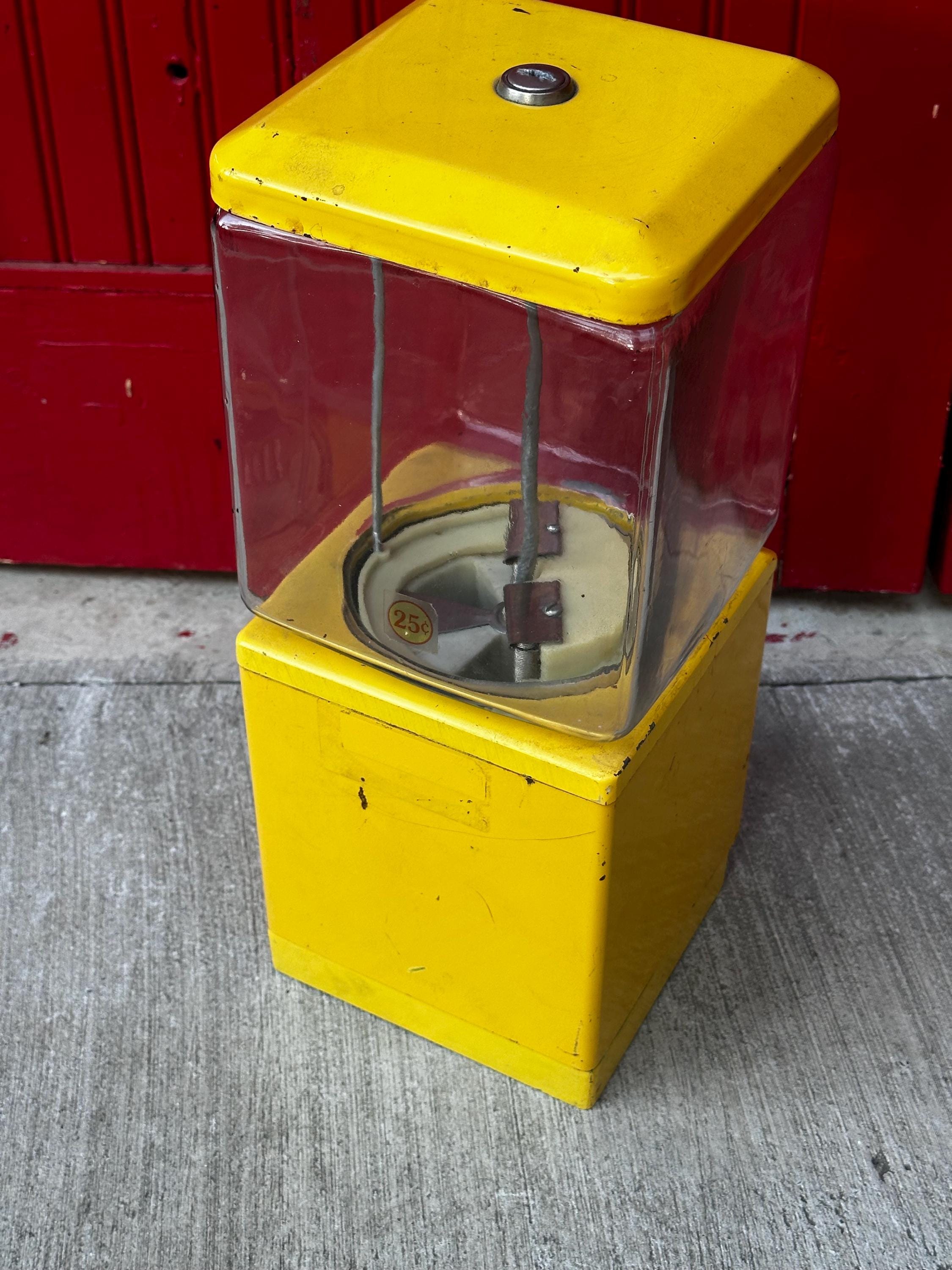 Vintage Yellow Glass Gumball Machine: Northwestern Eagle Vending ...