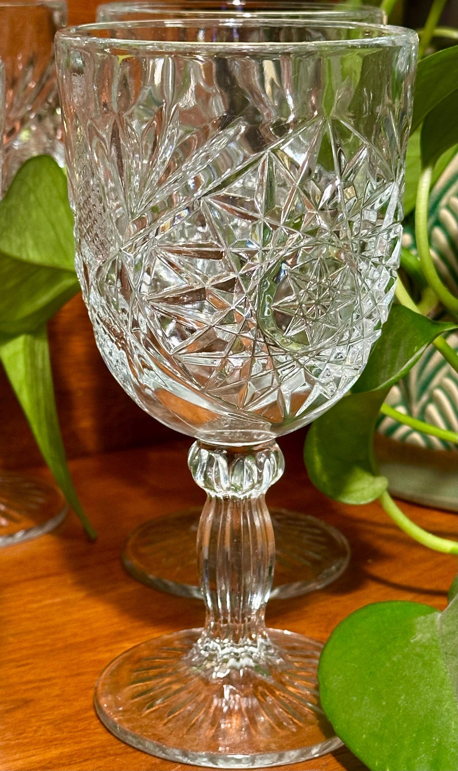 Vintage Set of 6 Hobstar Cut Glass Water Wine Goblets by the Libbey Glass Company Crystal - Etsy