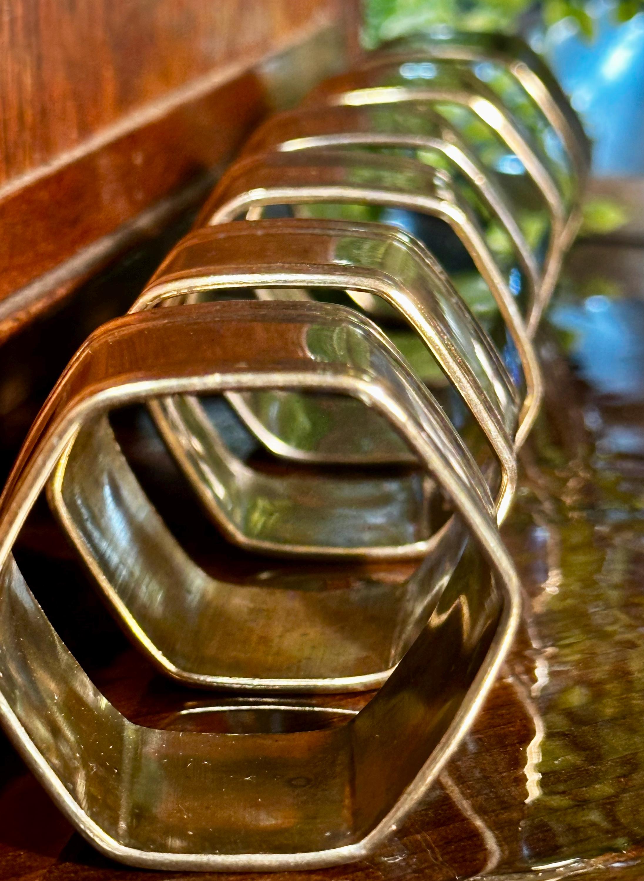 Vintage Brass MCM Set of 6 Hexagonal Napkin Rings - Etsy