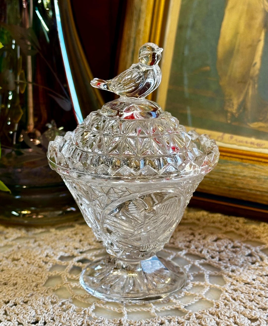 Hofbauer Byrdes Collection Vintage Lead Crystal Bird Trinket Ring Jam ...