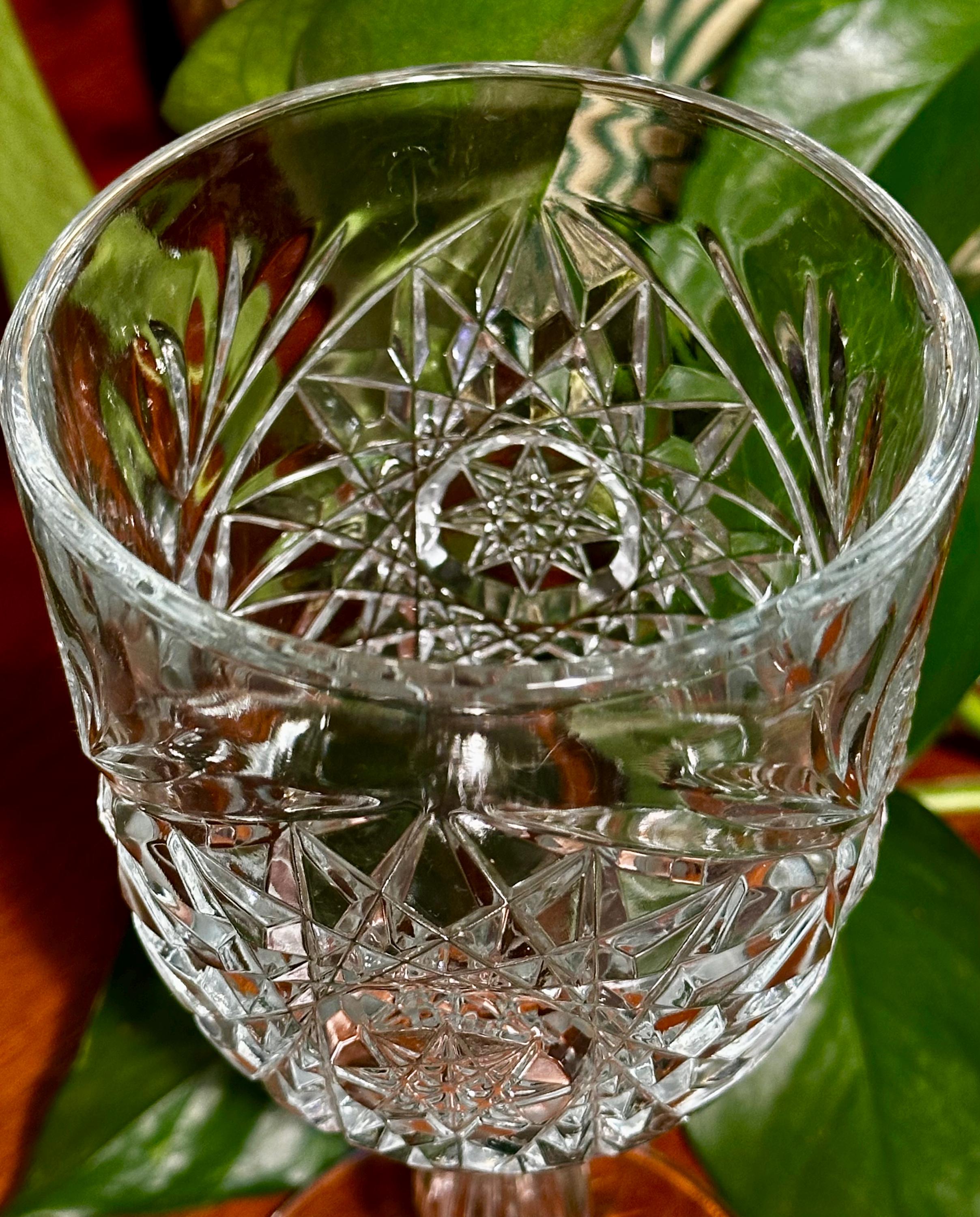Vintage Set of 6 Hobstar Cut Glass Water Wine Goblets by the Libbey ...