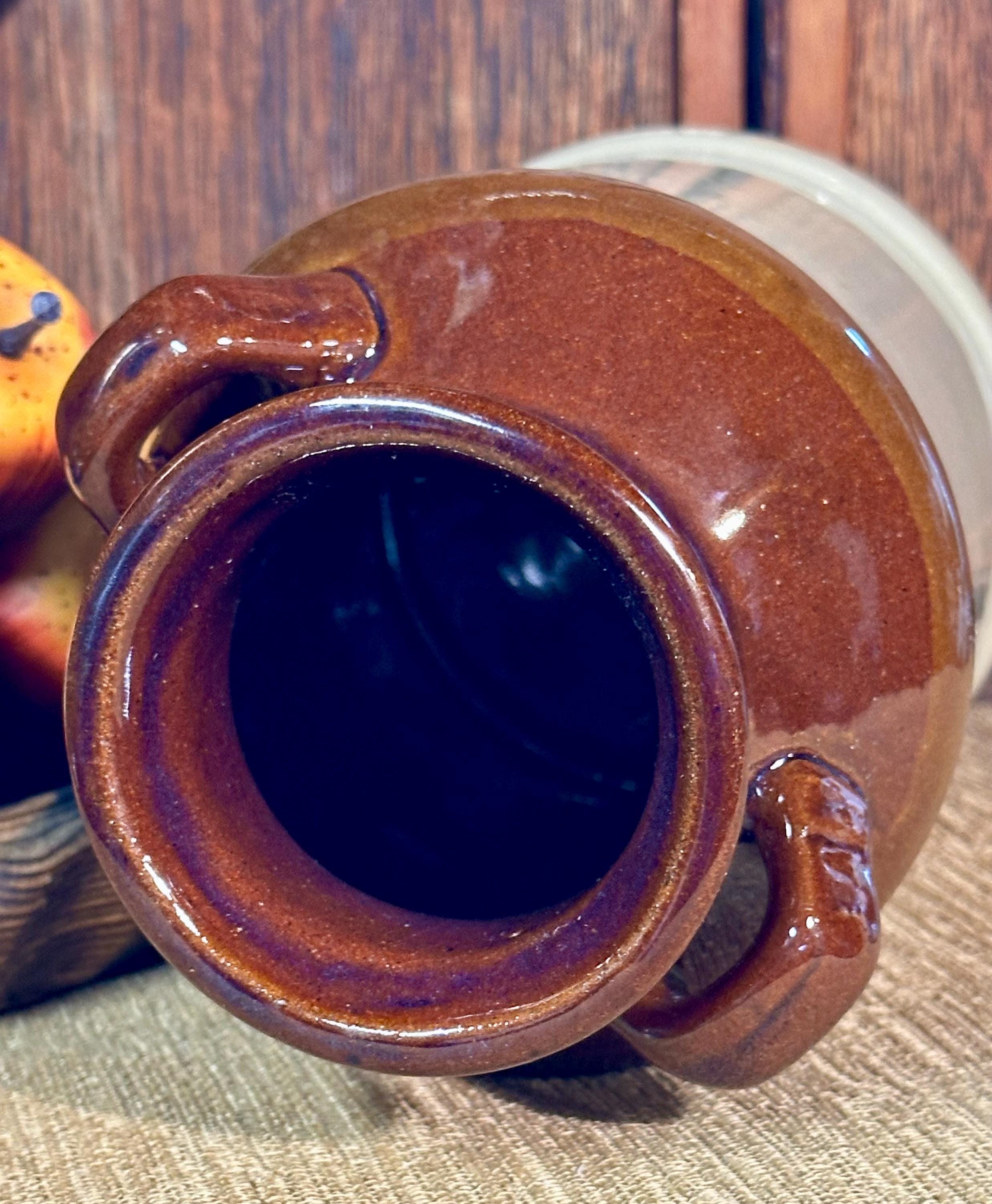 Vintage Brown Beige Glazed Drip Milk Jug Pitcher Handles Jar Utensil Holder - Etsy