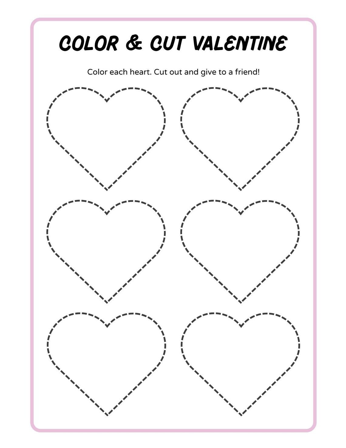 Valentines Day Color & Cut Worksheet - Etsy