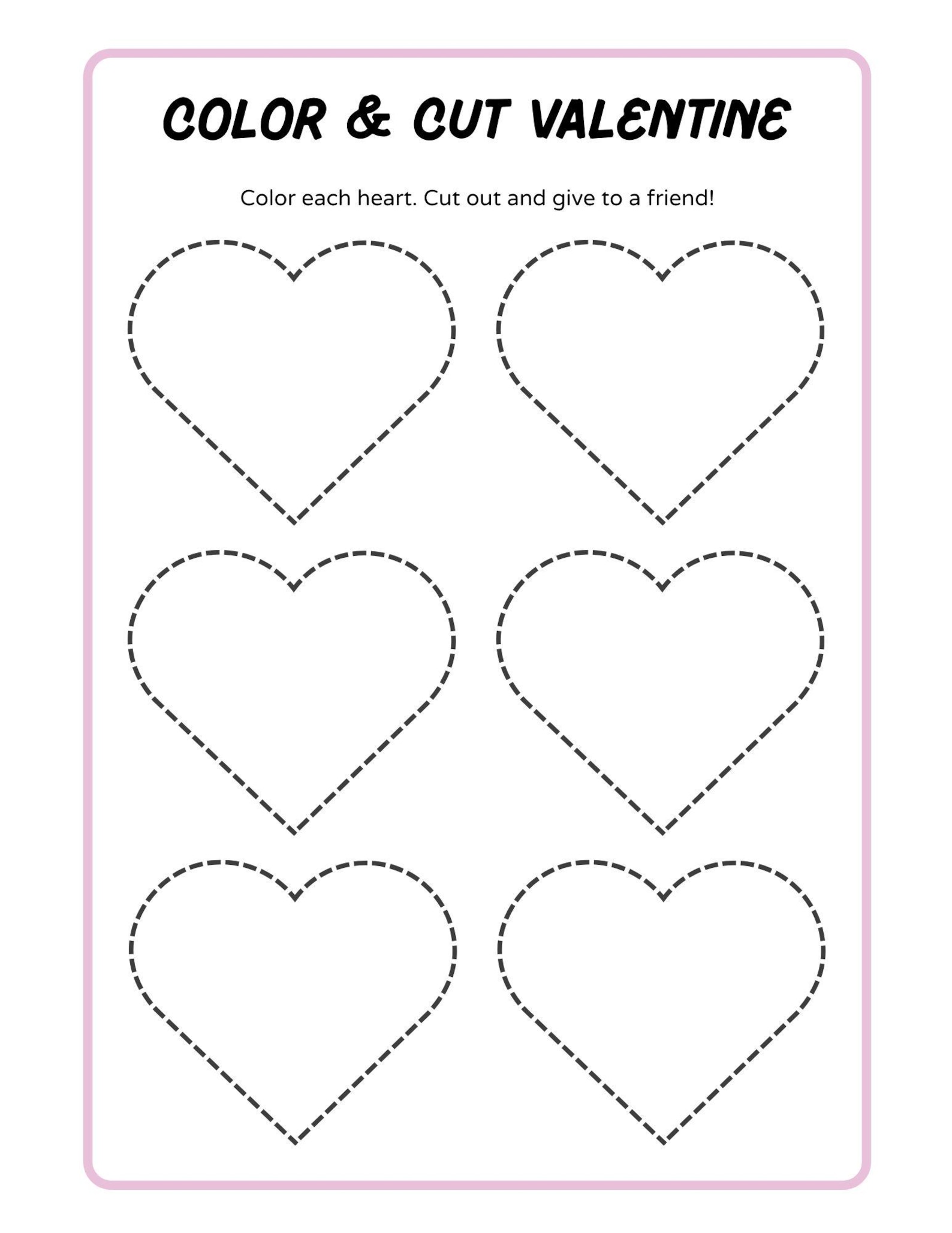 Valentines Day Color & Cut Worksheet - Etsy