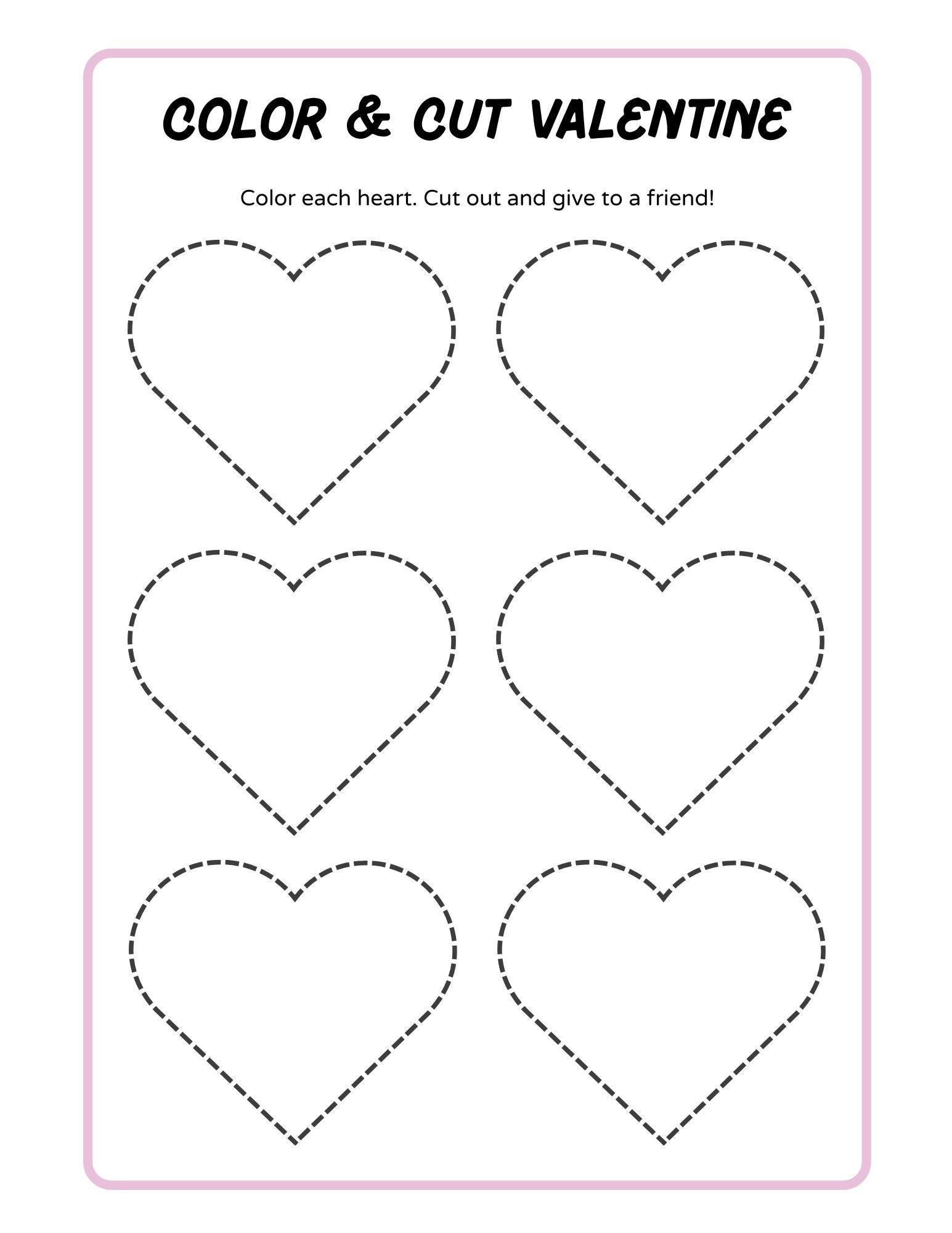 Valentines Day Color & Cut Worksheet - Etsy
