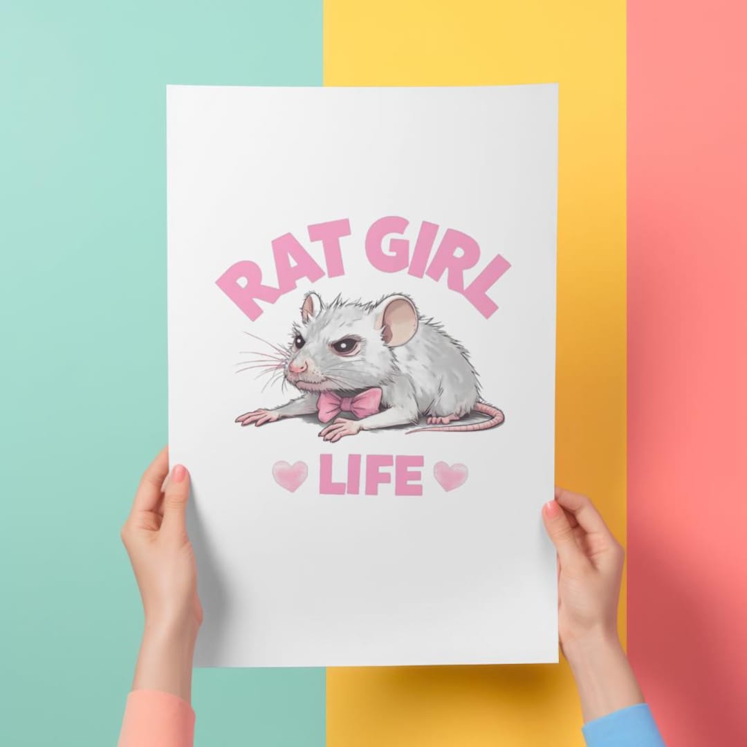 Rat Girl Life - Cute Coquette Digital Print | Aesthetic Bold Minimalist ...