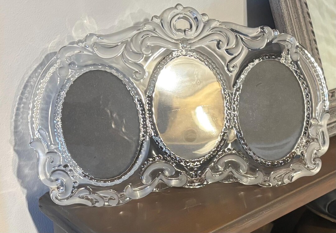Mikasa Crystal Princess Frosted Scroll Triple Oval Table Picture Frame ...