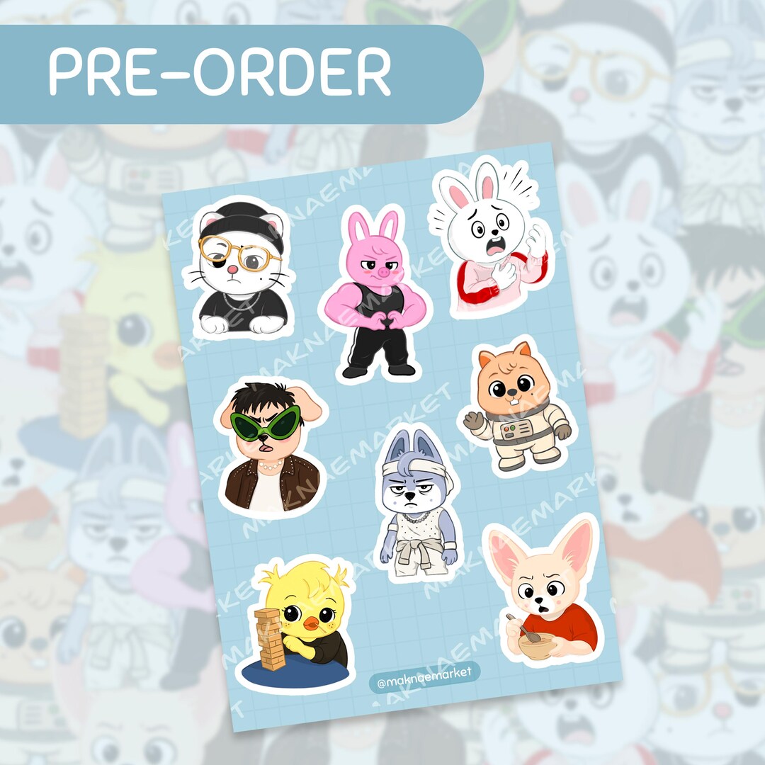 PREORDER** Straykids Skzoo Sticker Sheet, K-pop Fan Art Stickers for ...