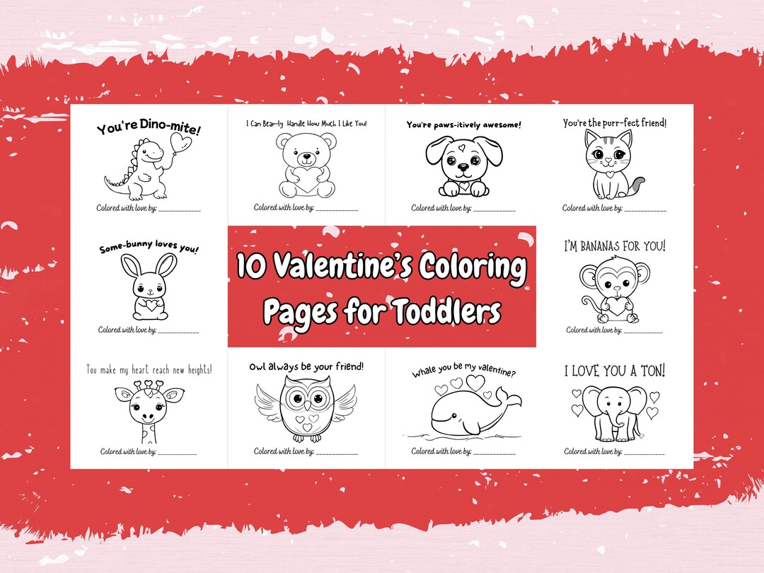 Printable Animal Valentine Coloring Pages for Toddler, Animal Valentine ...