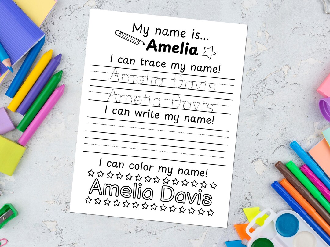 Custom Name Trace Worksheet for Preschool Homeschooler, Toddler Name ...