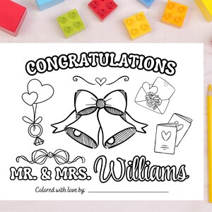 Personalized Kids Wedding Shower Coloring Activity, DIY Wedding Shower ...