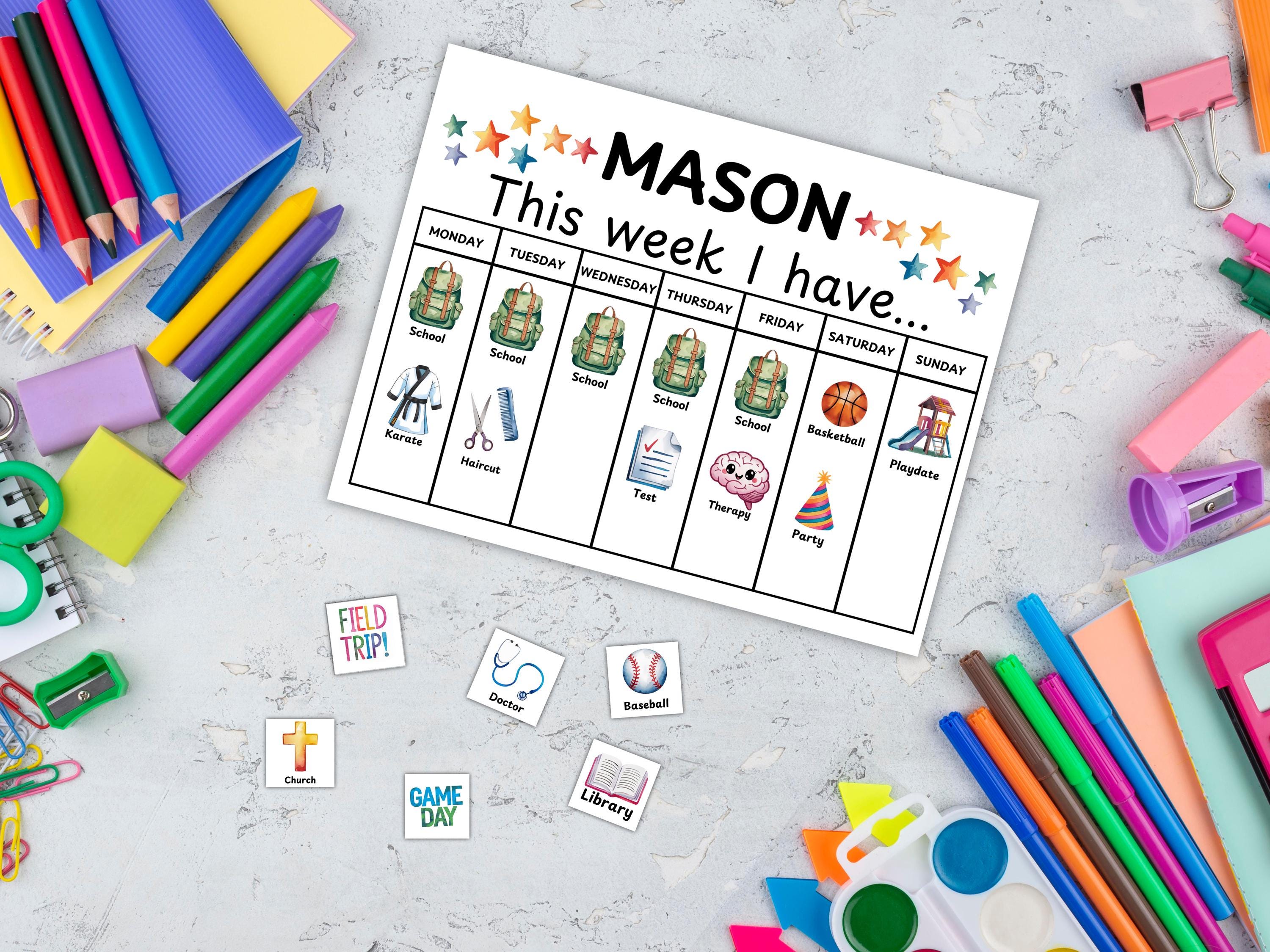 Editable Kids Weekly Schedule, Kids Daily Routine Visual Schedule ...