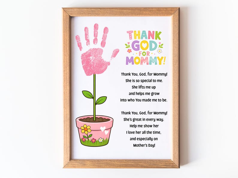 Christian Mother's Day Handprint Art With Prayer Poem, Flower Handprint ...