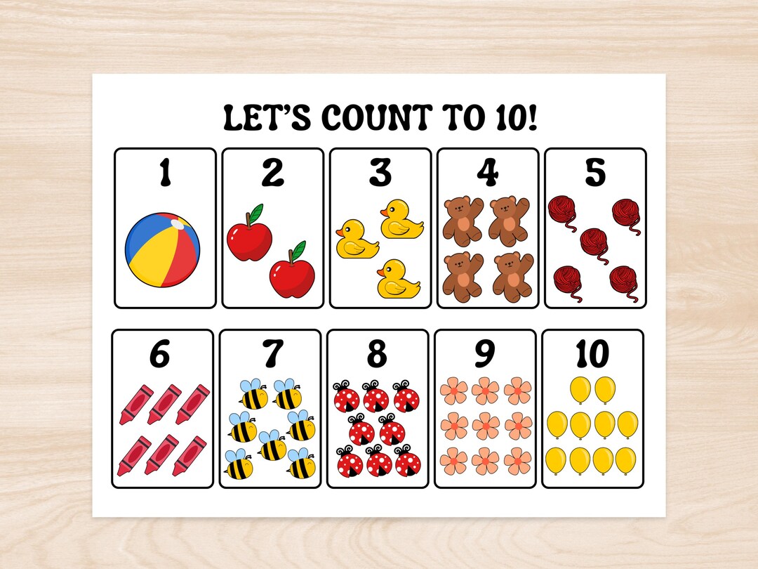 Printable 1-10 Numbers Chart for Homeschooled Toddler, Counting ...