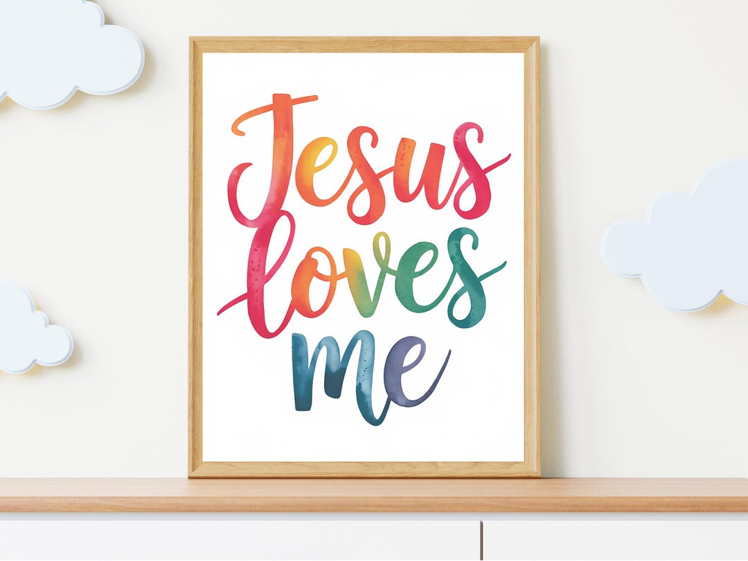 Jesus Loves Me Wall Art, Christian Nursery Print, Christian Kids Room ...