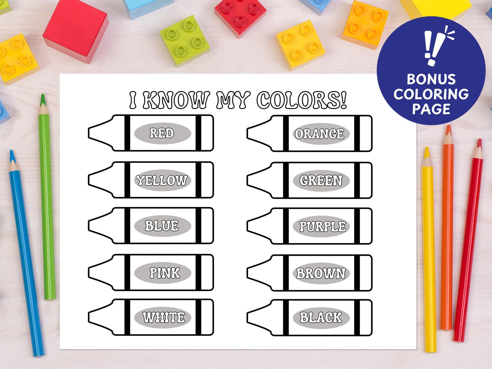 Crayon Color Matching Activity for Toddler, Color Learning Worksheet ...