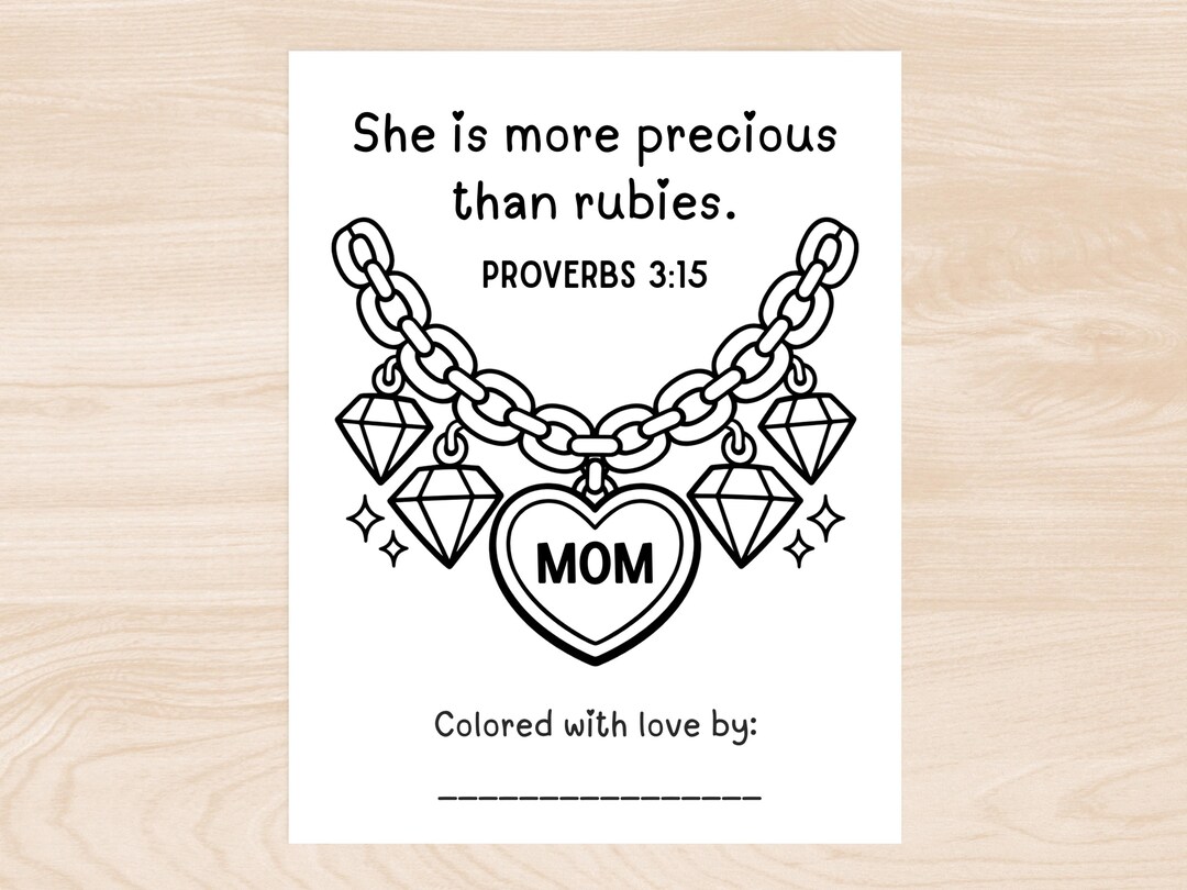 Christian Mother's Day Coloring Page for Kids, Proverbs Bible Verse ...