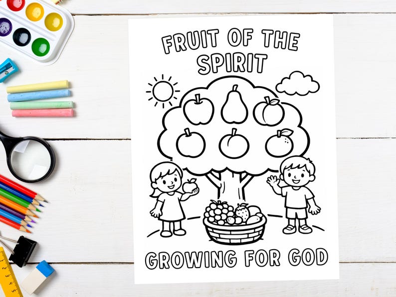 Kids Fruit of the Spirit Coloring Page, Toddler Sunday School Activity ...