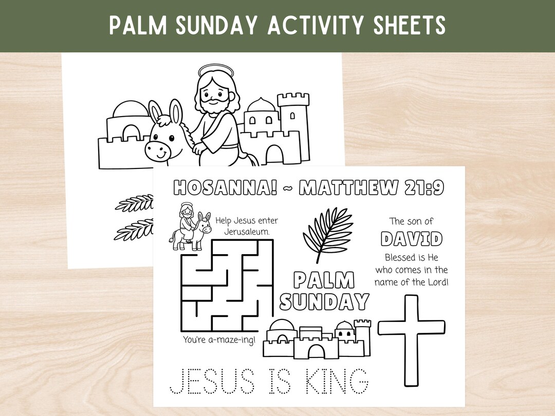 Palm Sunday Activity Sheets for Kids, Holy Week Sunday School Printable ...