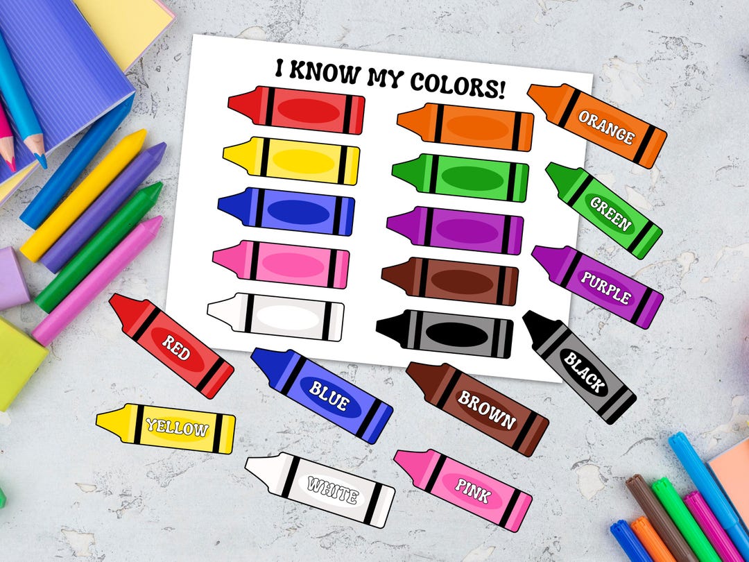 Crayon Color Matching Activity for Toddler, Color Learning Worksheet ...
