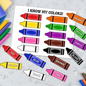 Crayon Color Matching Activity for Toddler, Color Learning Worksheet ...