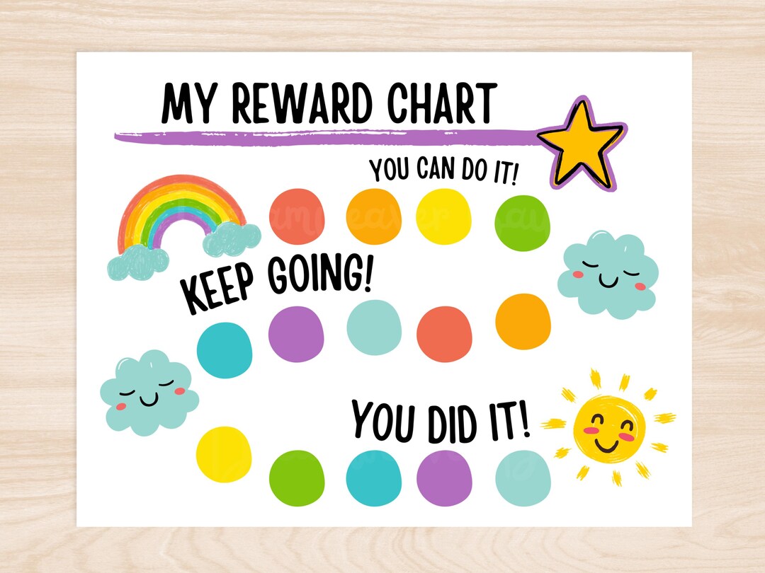 Rainbow Reward Chart for Girl, Good Behavior Reward Chart for Toddler ...