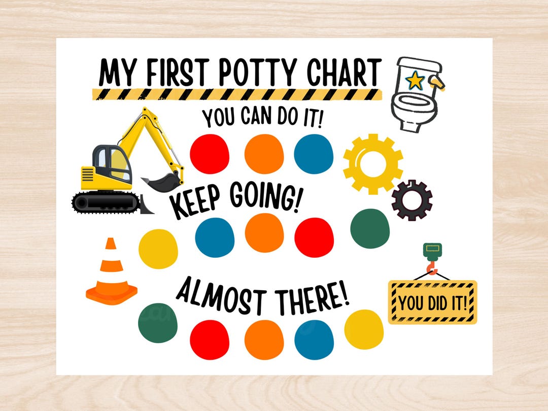 Construction Potty Training Chart for Toddler Boy, Potty Reward Sticker ...