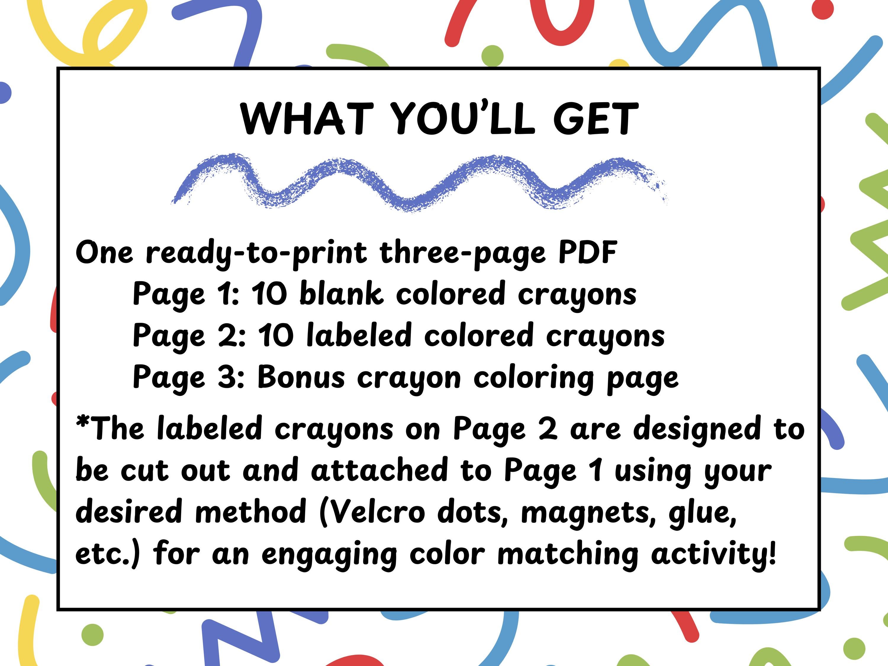 Crayon Color Matching Activity for Toddler, Color Learning Worksheet ...