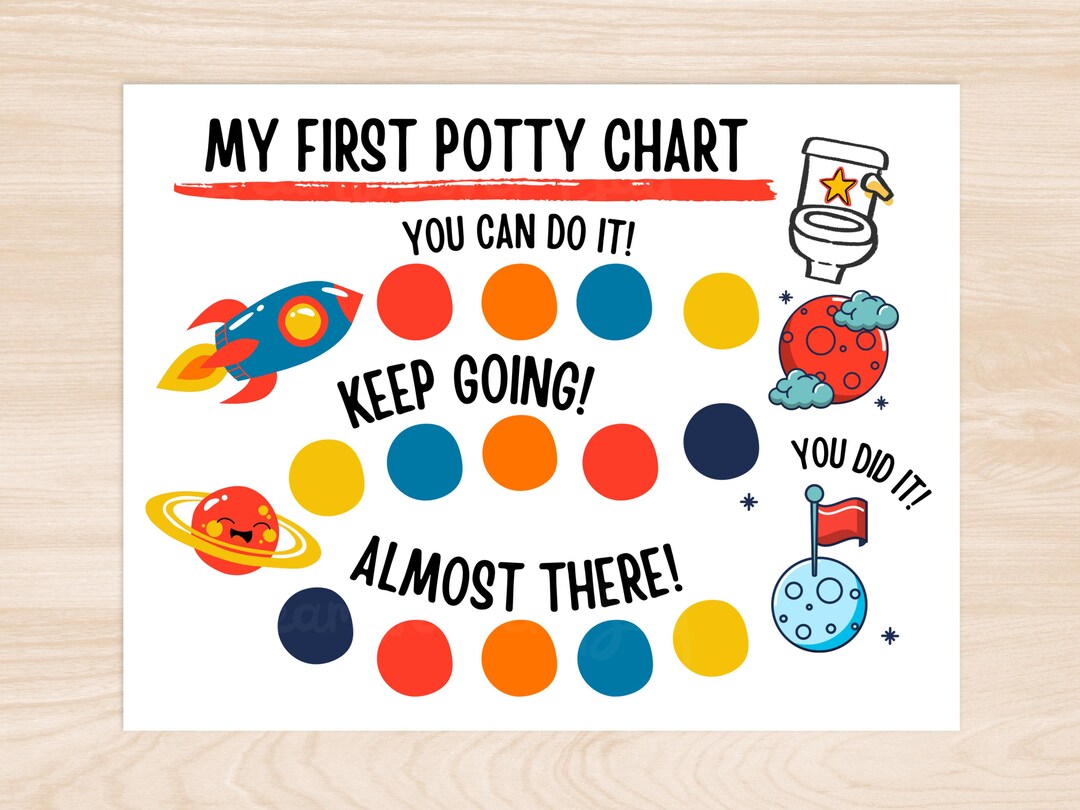 Space Potty Training Reward Chart for Toddler Boy, Kids Rocketship ...