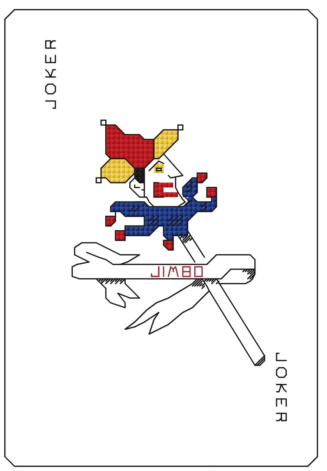19th-century Joker Card Cross Stitch Pattern Homage to Jimbo in balatro ...