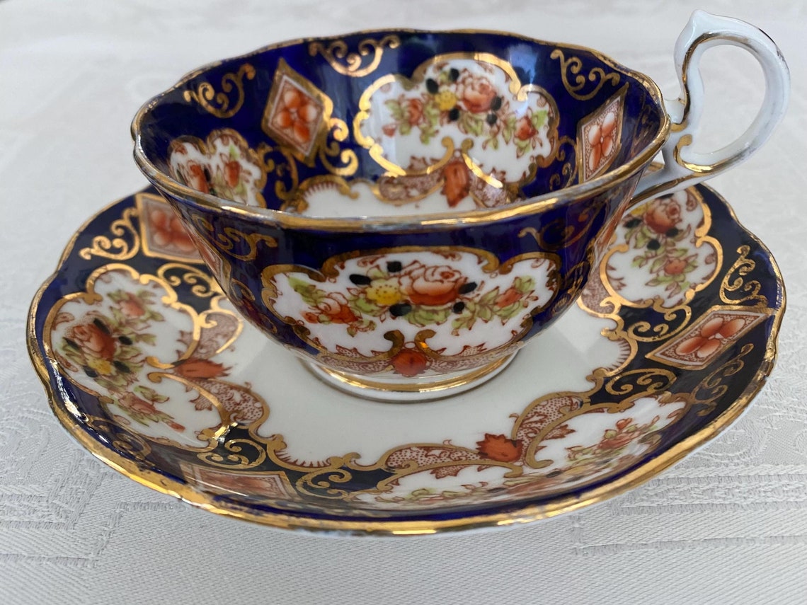Crown China Tea Cup and Saucer, Derby Pattern, Made in England by Royal ...