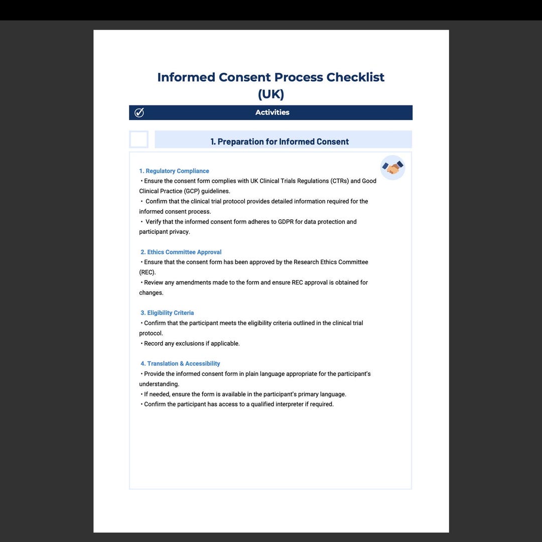 Informed Consent Checklist (UK) - Etsy