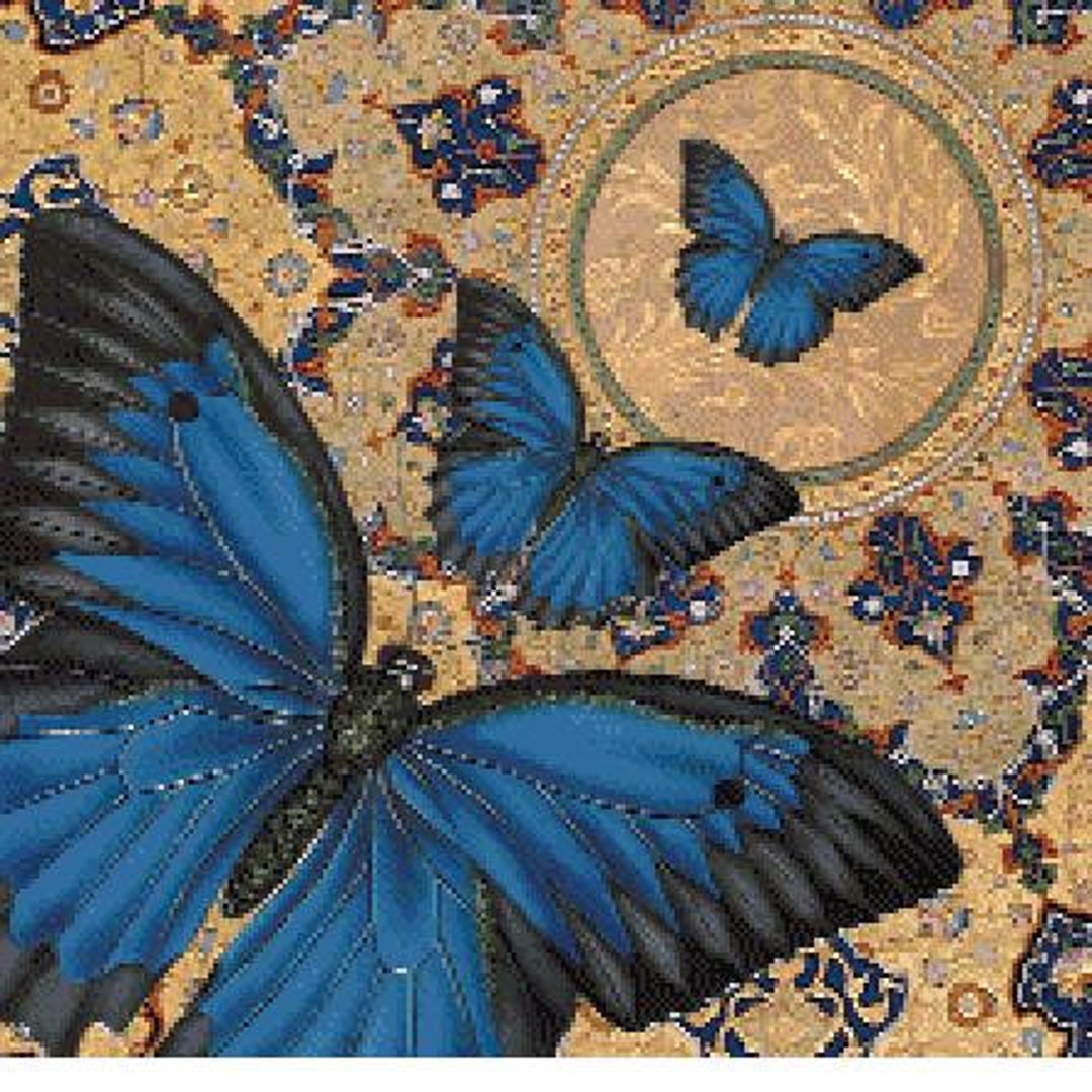 Blue Trio - Butterfly, Mosaic, Arabesque - Etsy