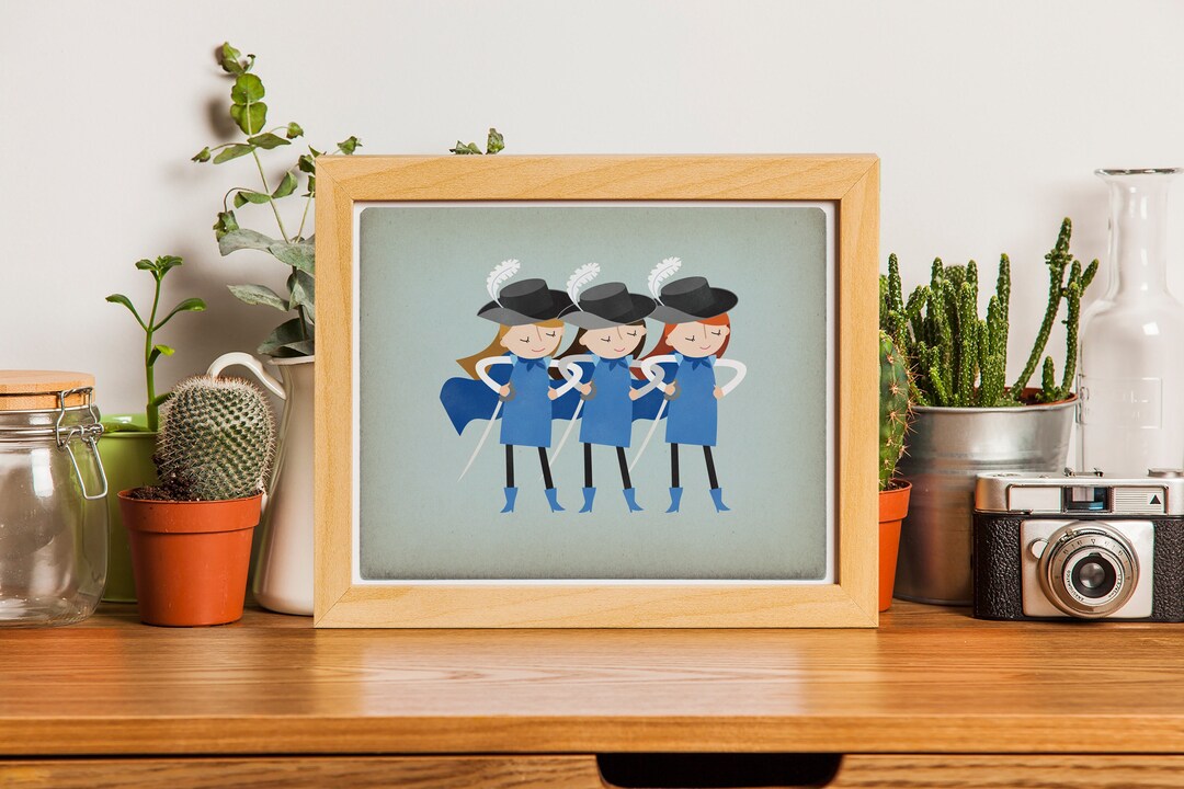 Three Musketeers Girls Customizable Art Print, Three Amigos, Three ...