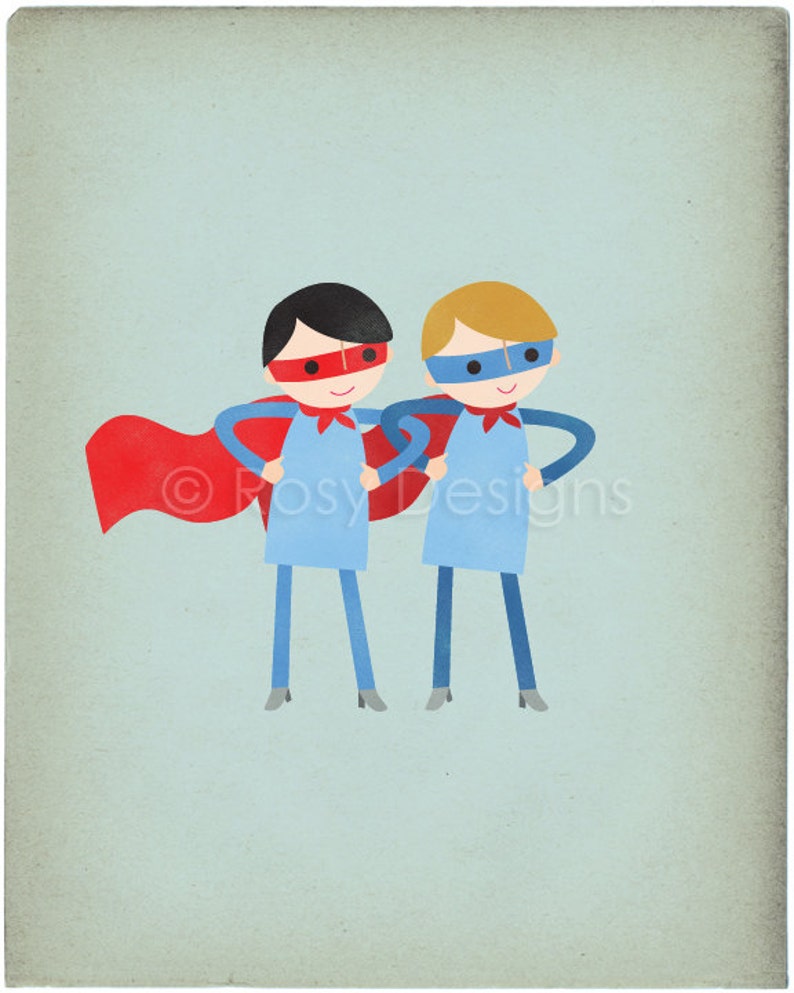 Super Duper Boys Customizable 8x10 Archival Art Print | Etsy