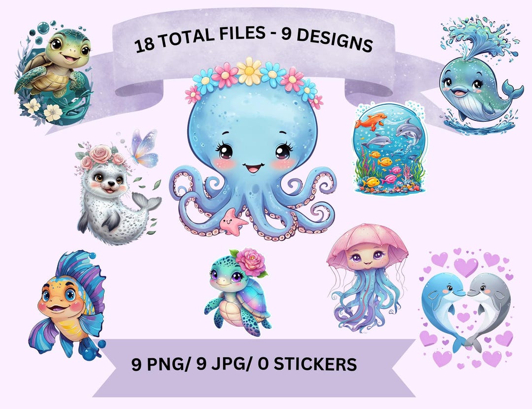 Baby Sea Life Digital File Collection PNG Sublimation - Etsy