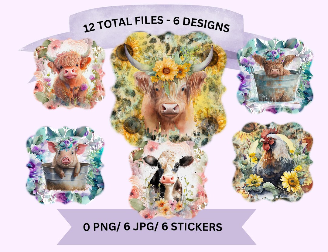 Farm Animals Digital File Collection PNG Sublimation Sticker - Etsy