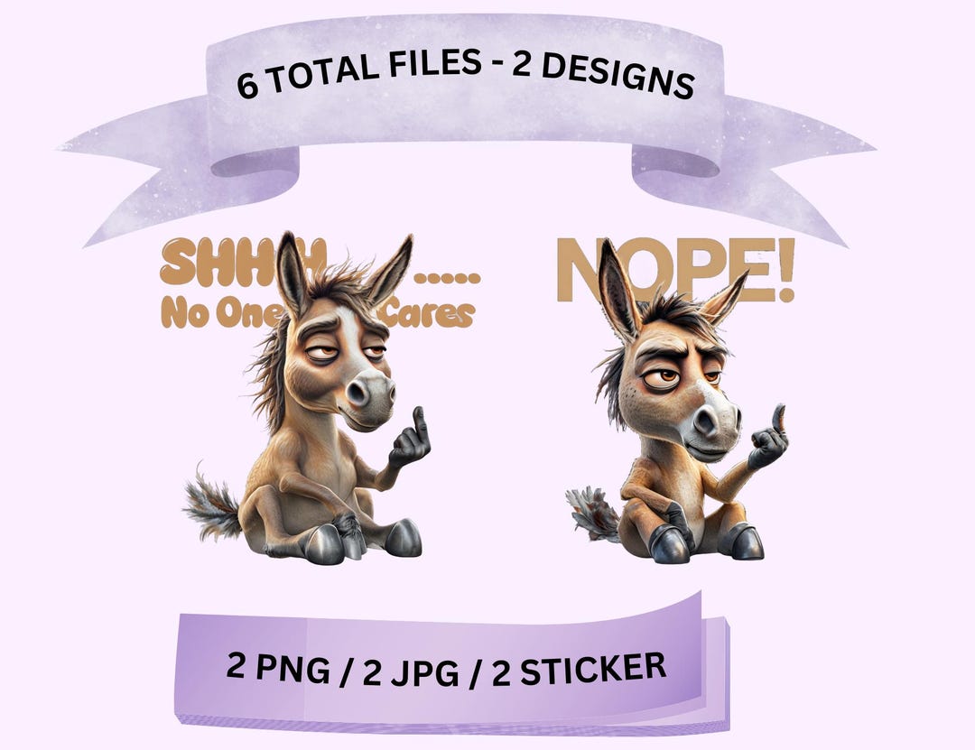 Sarcastic Donkey Digital File Collection PNG Sublimation Sticker - Etsy