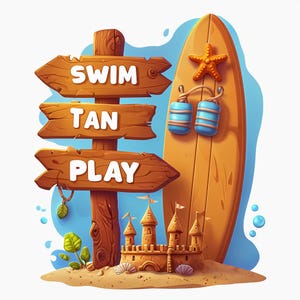 Beach Signs Digital File Collection PNG Sublimation - Etsy