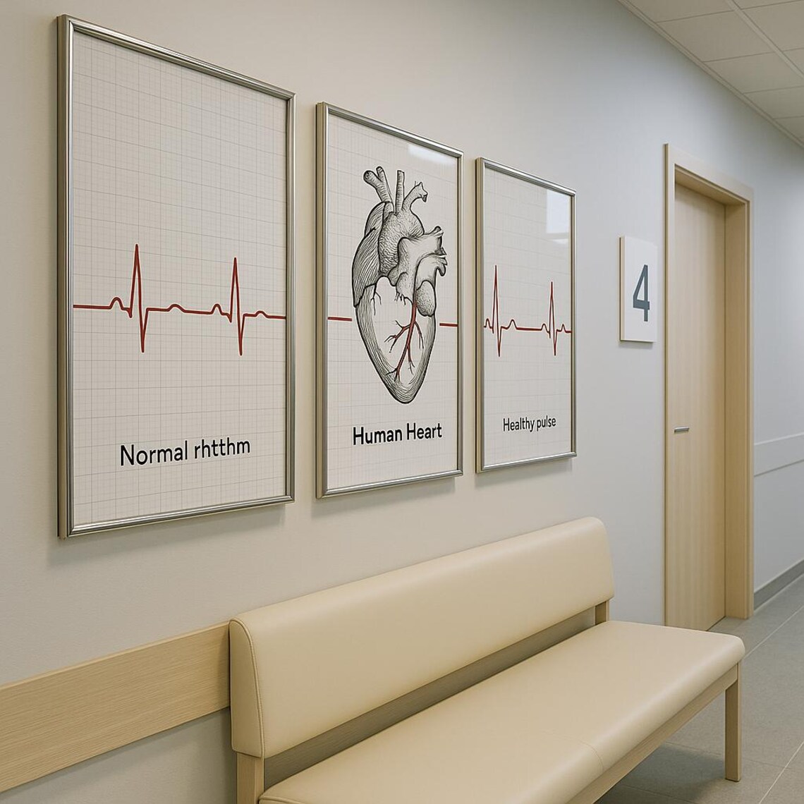 Heart Anatomy Poster: ECG Medical Art Print (digital Download 18x24 ...