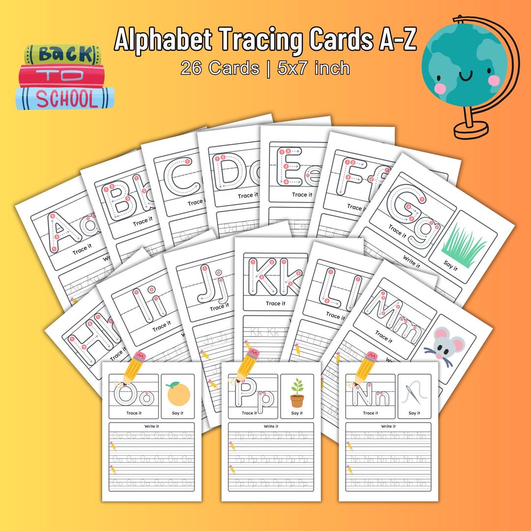 Alphabet Tracing Flashcards A-Z: Handwriting Practice for Preschool ...