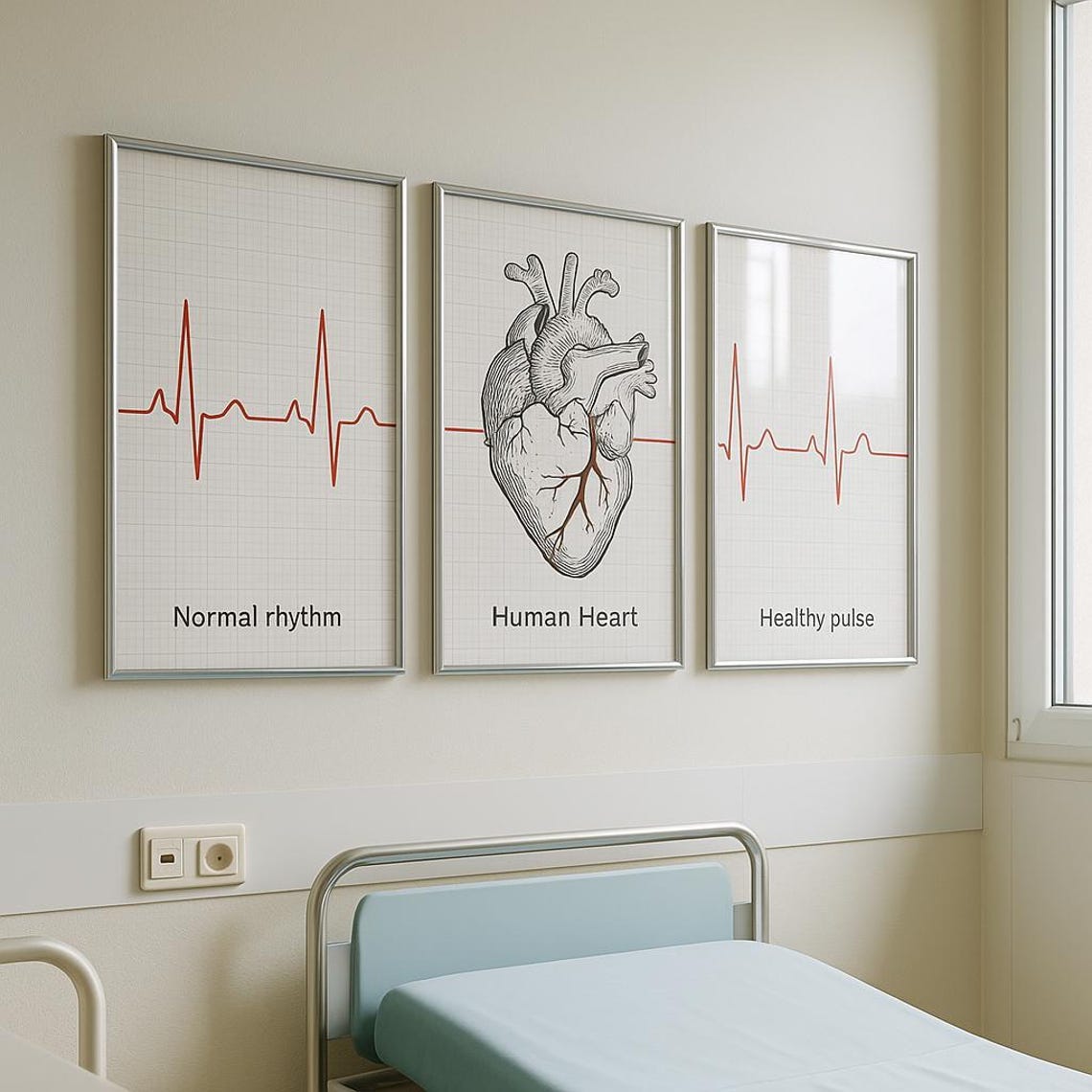 Heart Anatomy Poster: ECG Medical Art Print (digital Download 18x24 ...
