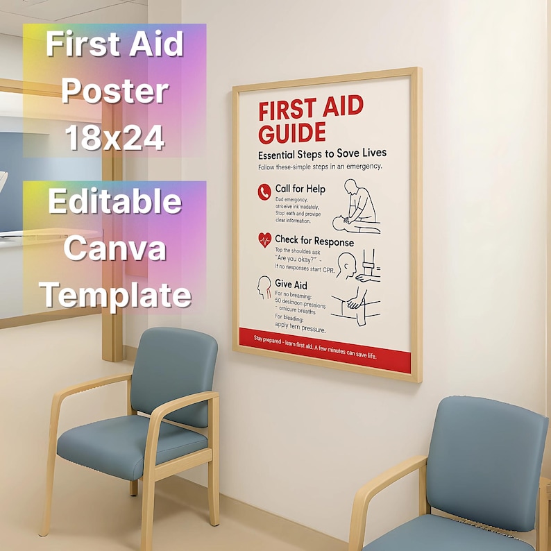 First Aid Poster 18x24 | Editable Canva Template | CPR Chart ...