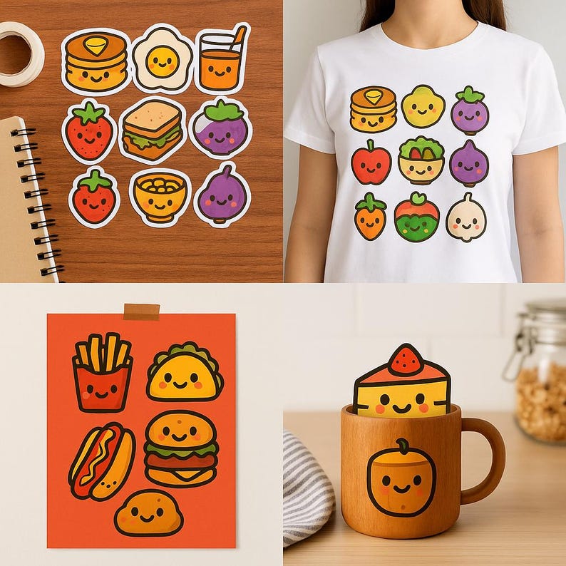 Happy Breakfast Friends – 50 Kawaii Food Clipart PNG | Cute Breakfast ...