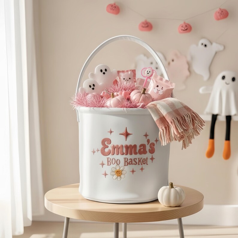 Kids Boo Basket, Cute Ghost Halloween Basket Bucket, Trick or Treat Bag ...
