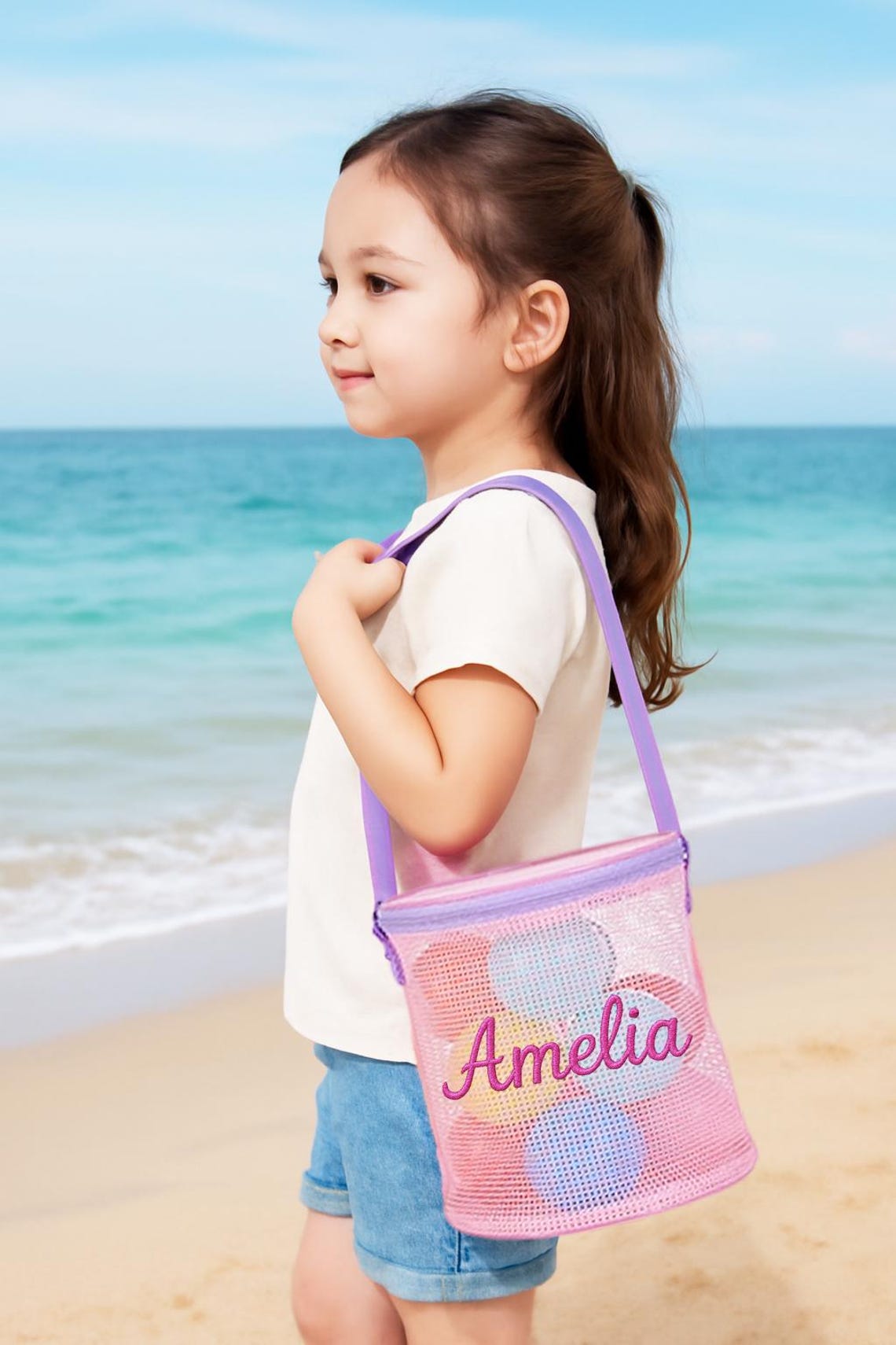 Personalized Kids Beach Bag, Seashell Bag, Toddler Beach Tote, Summer ...