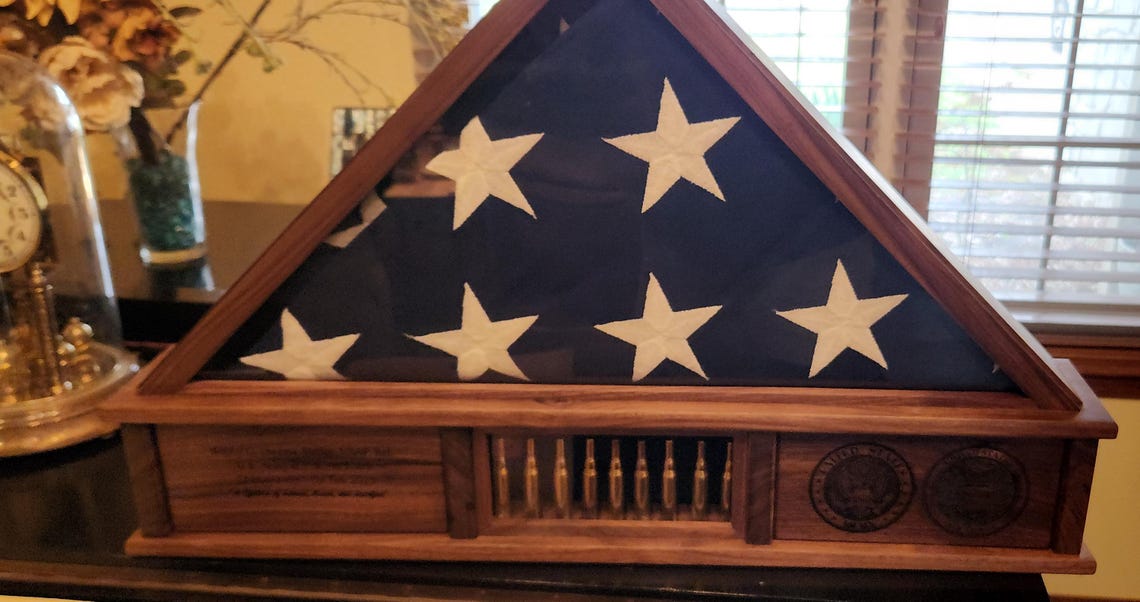 Walnut Memorial Burial Flag Display. Fits 5ft X 9.5ft Flag. - Etsy