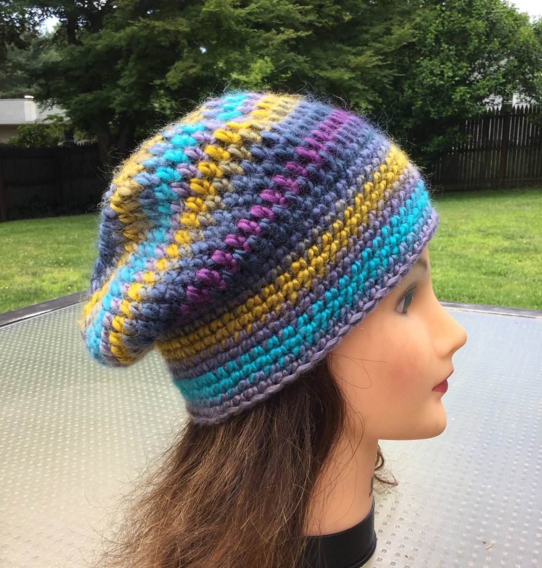 Crochet Slouch Hat, Colorful Slouchy Hat - Etsy