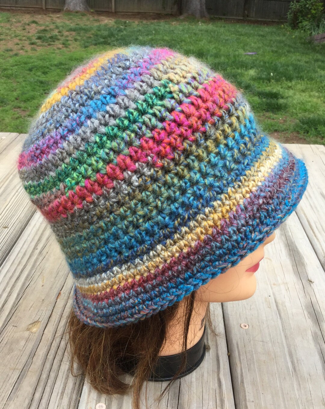 Crochet Brimmed Hat, Colorful Boho Hat - Etsy
